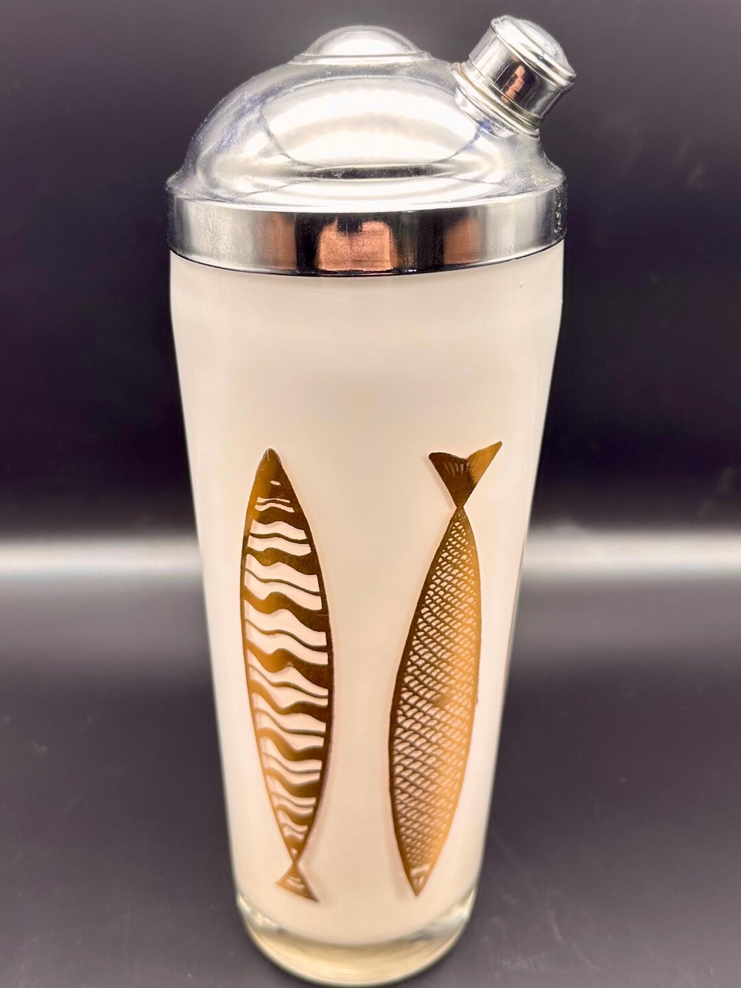 Vintage MCM 1960s Fred Press Signed Atomic Fish White Case With 22k ...