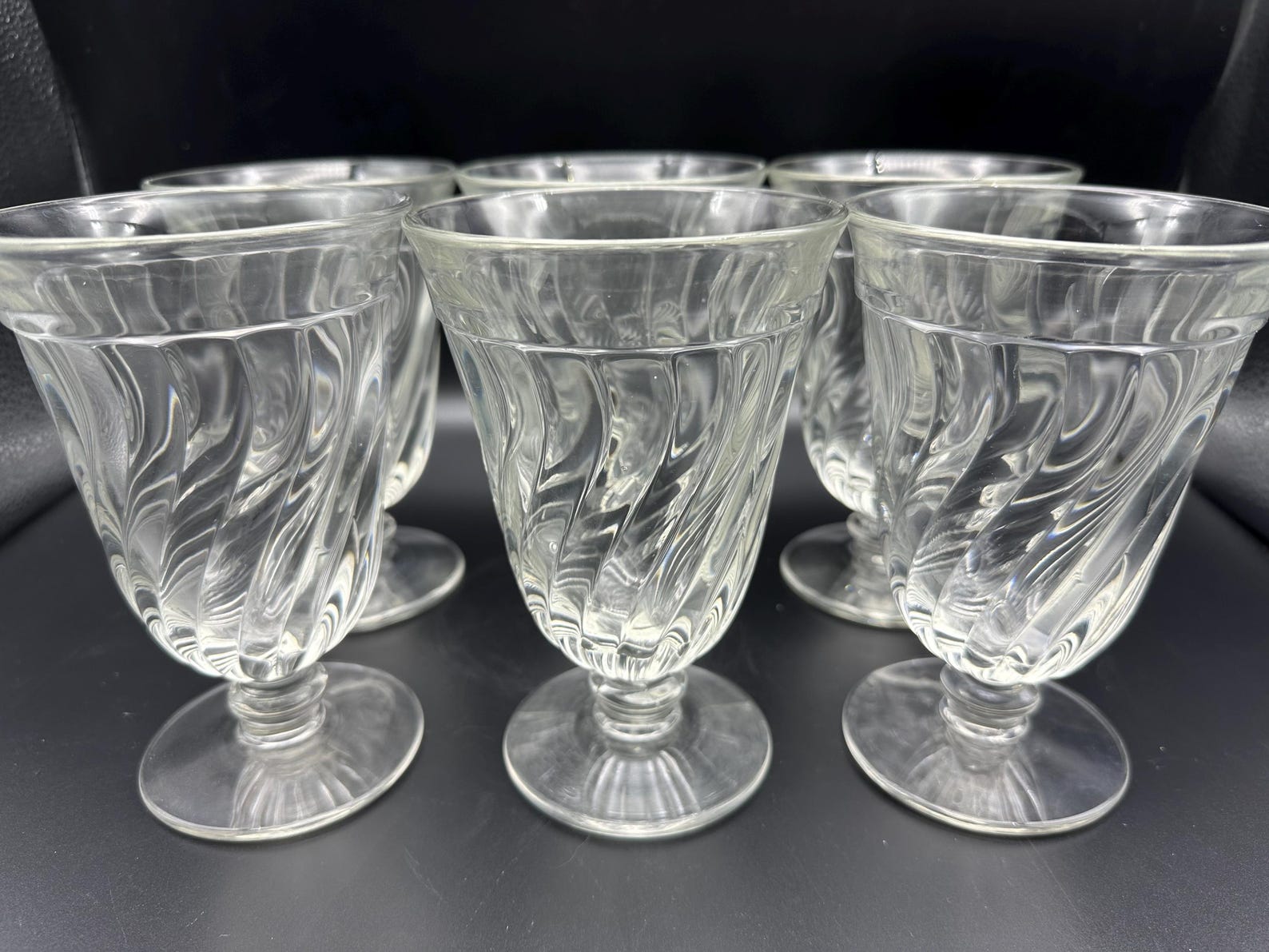 Vintage Fostoria Colony Crystal Iced Tea Goblet Glasses Clear Swirl ...