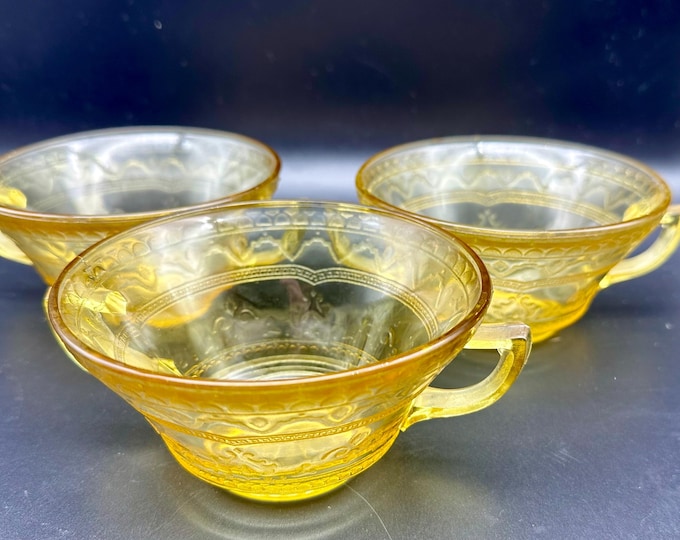 Vintage Art Deco 1930s Federal Depression Glass Golden Amber Yellow ...