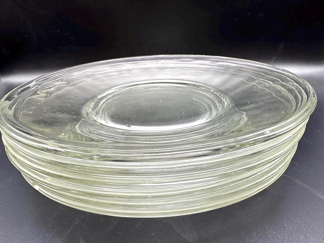 Vintage Clear Heavy Pressed 8” Glass Plates - Etsy