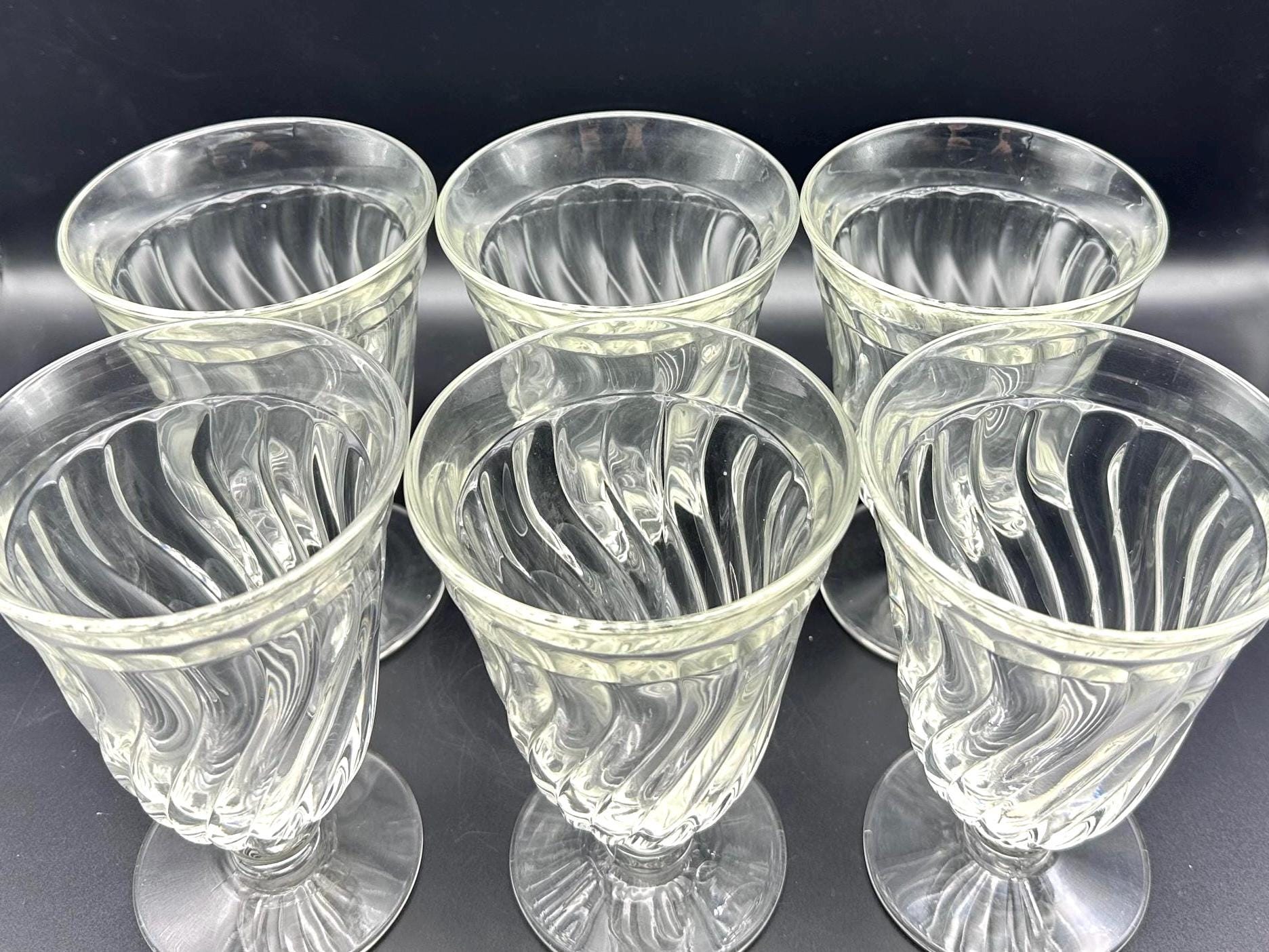 Vintage Fostoria Colony Crystal Iced Tea Goblet Glasses Clear Swirl ...