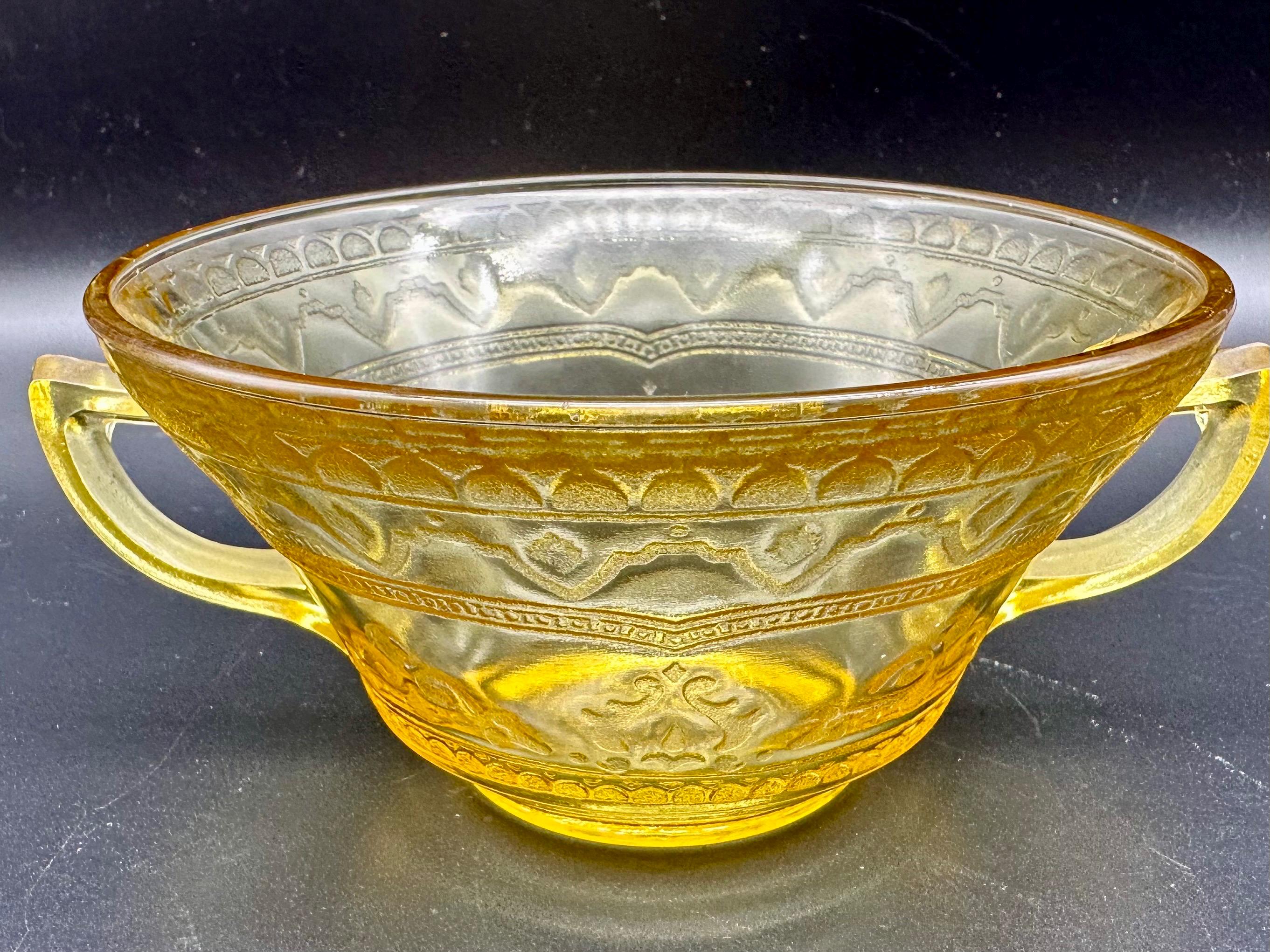 Vintage Art Deco 1930s Federal Depression Glass Golden Amber Yellow ...