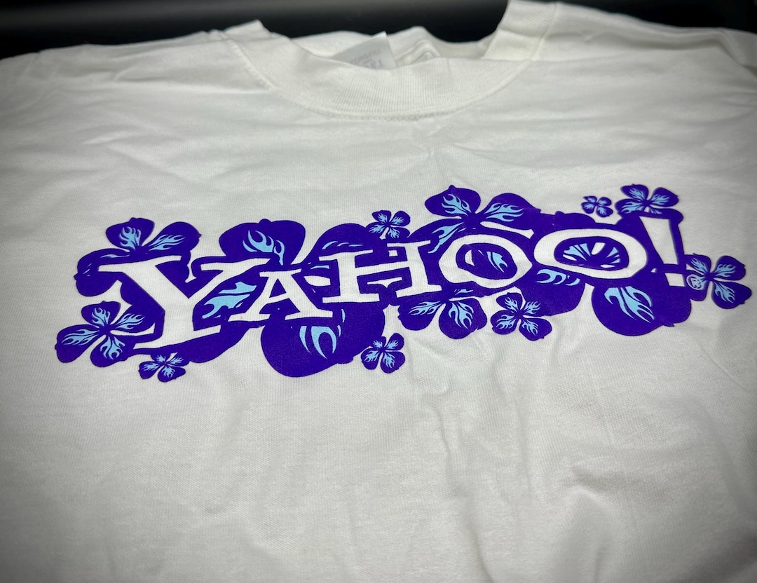 Vintage Yahoo Branded Tee Shirt With Tropical Purple Reversed Logo - Etsy