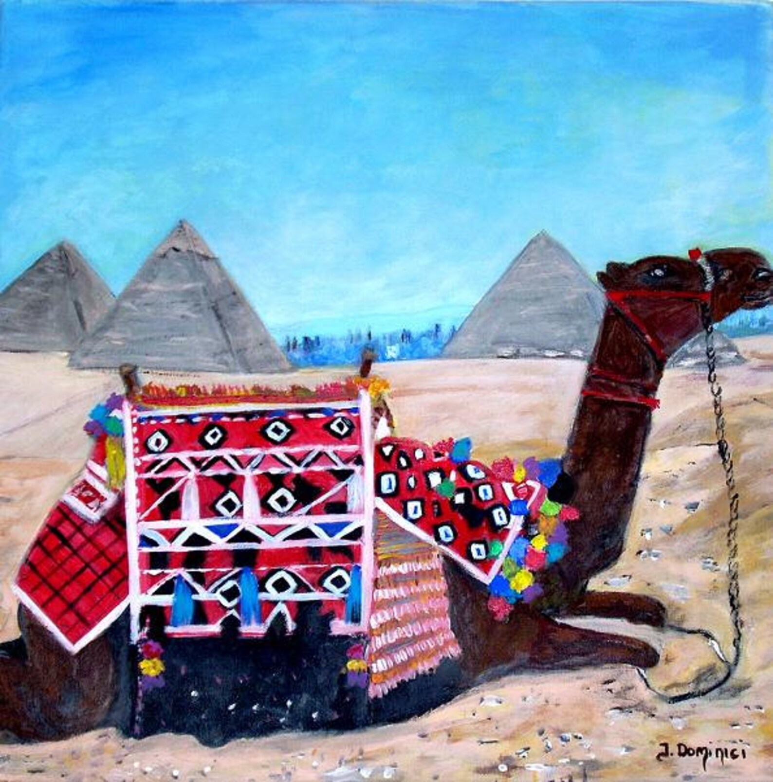 Great Pyramids of Giza Painting – Original Impressionist Acrylic Art ...