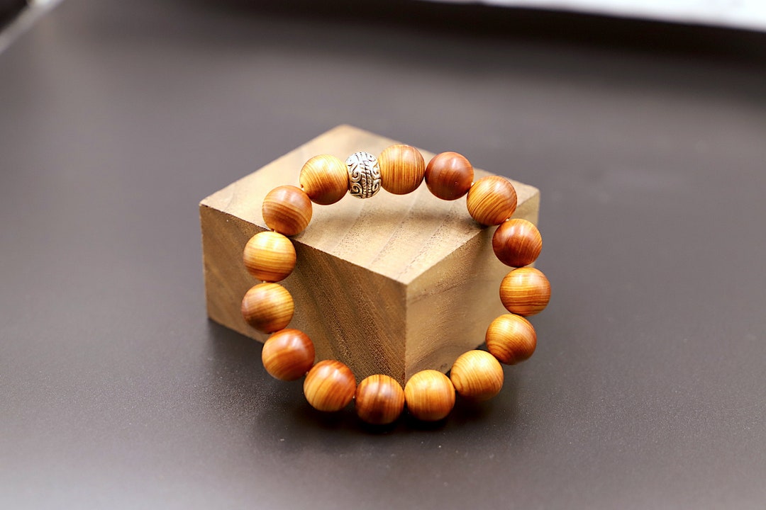 Natural Thuja Wood Tibetan Mala Bracelet • Aromatherapy Diffuser Beads ...