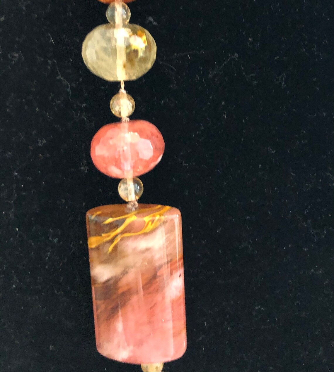 Long Watermelon Quartz Necklace - Etsy