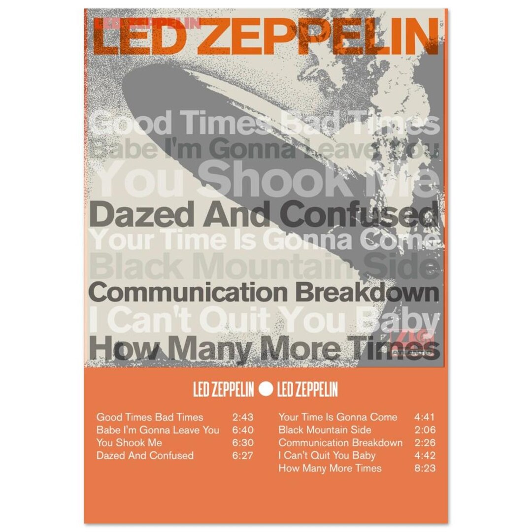 Led Zeppelin Inspired Led Zeppelin Tracklist Premium Semi-glossy A3 ...