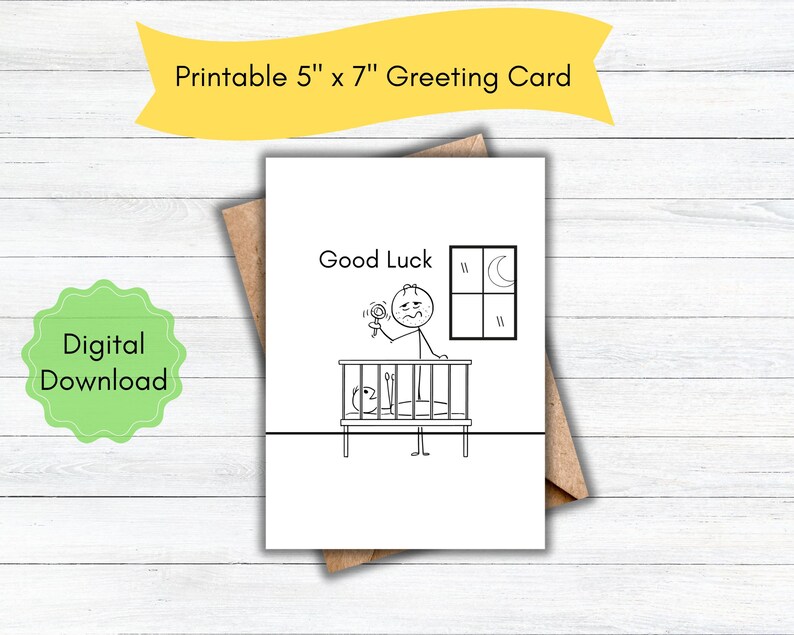 Printable New Baby Card: Stick Figure Parent (digital Download) - Etsy