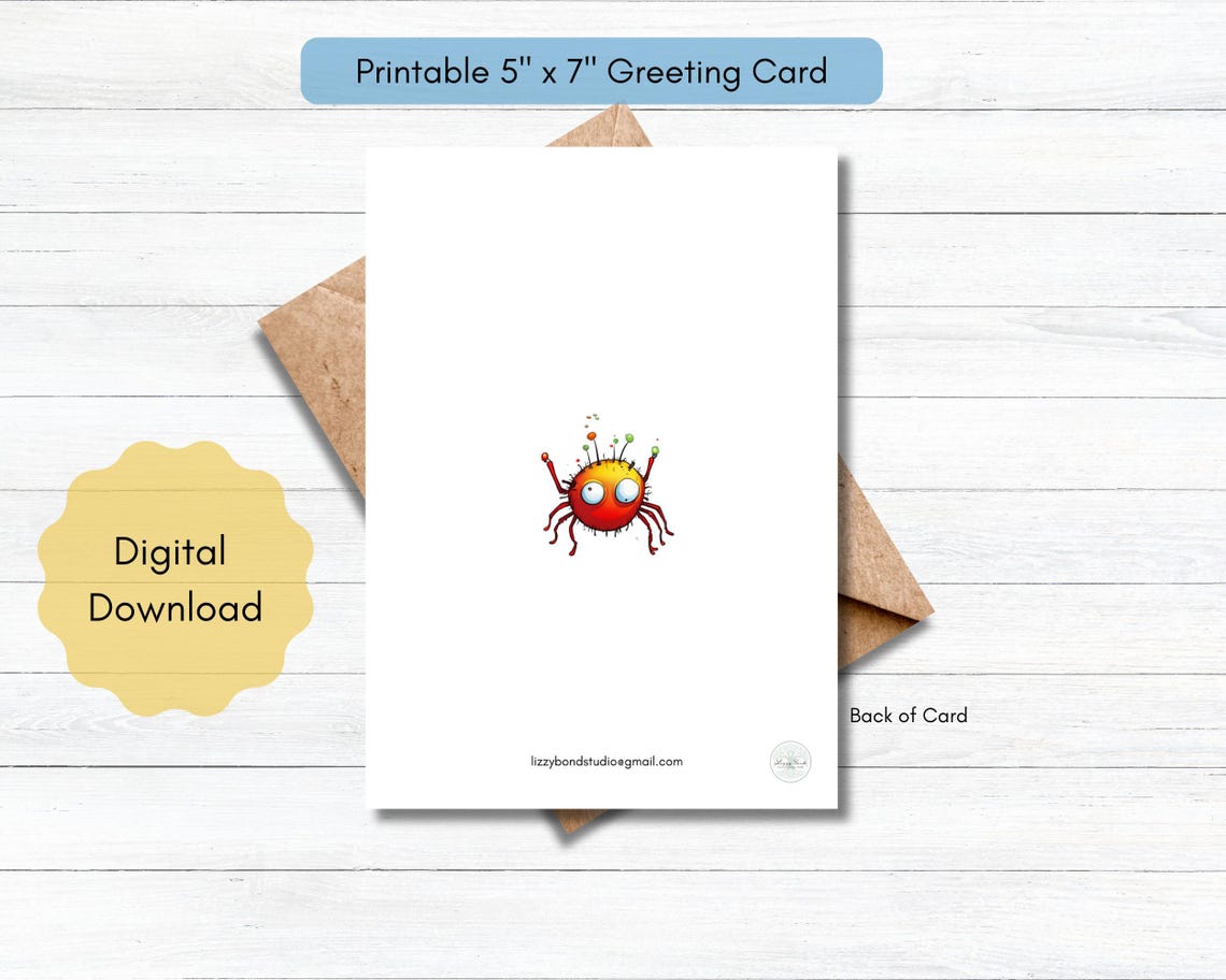 Cartoon Virus Get Well Card: Fun Printable 5x7 (JPEG & PDF) - Etsy