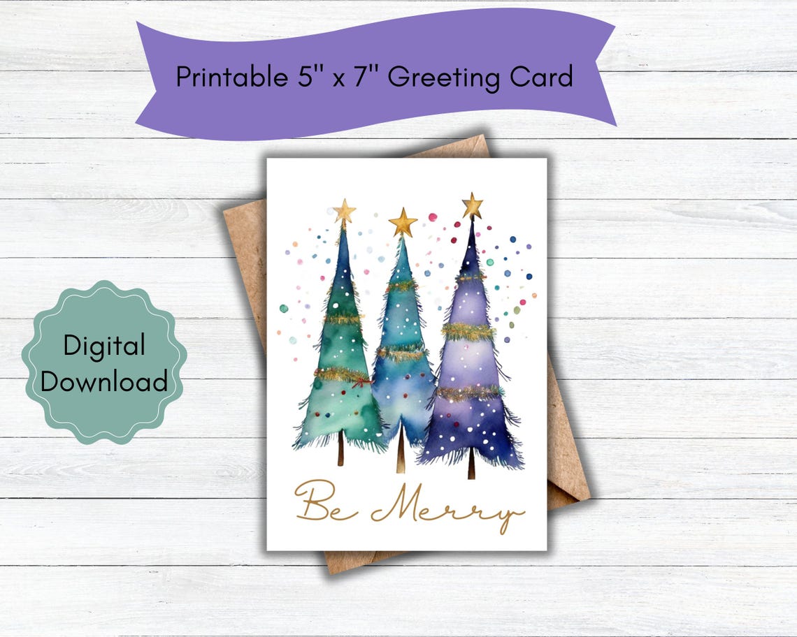 Printable Christmas Card, Digital Download, Fun, Fanciful Christmas ...