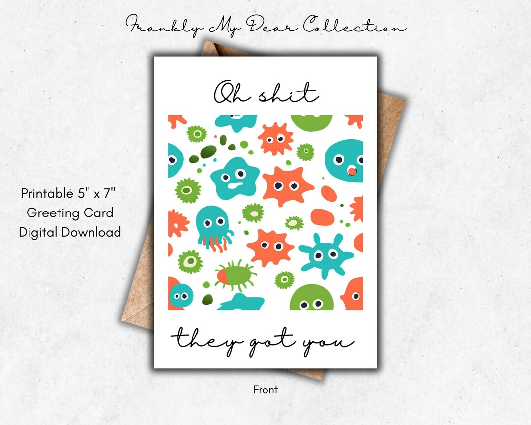 Funny Get Well Card: Adult Humor, Germs - 5x7" (JPEG & PDF) - Etsy Canada