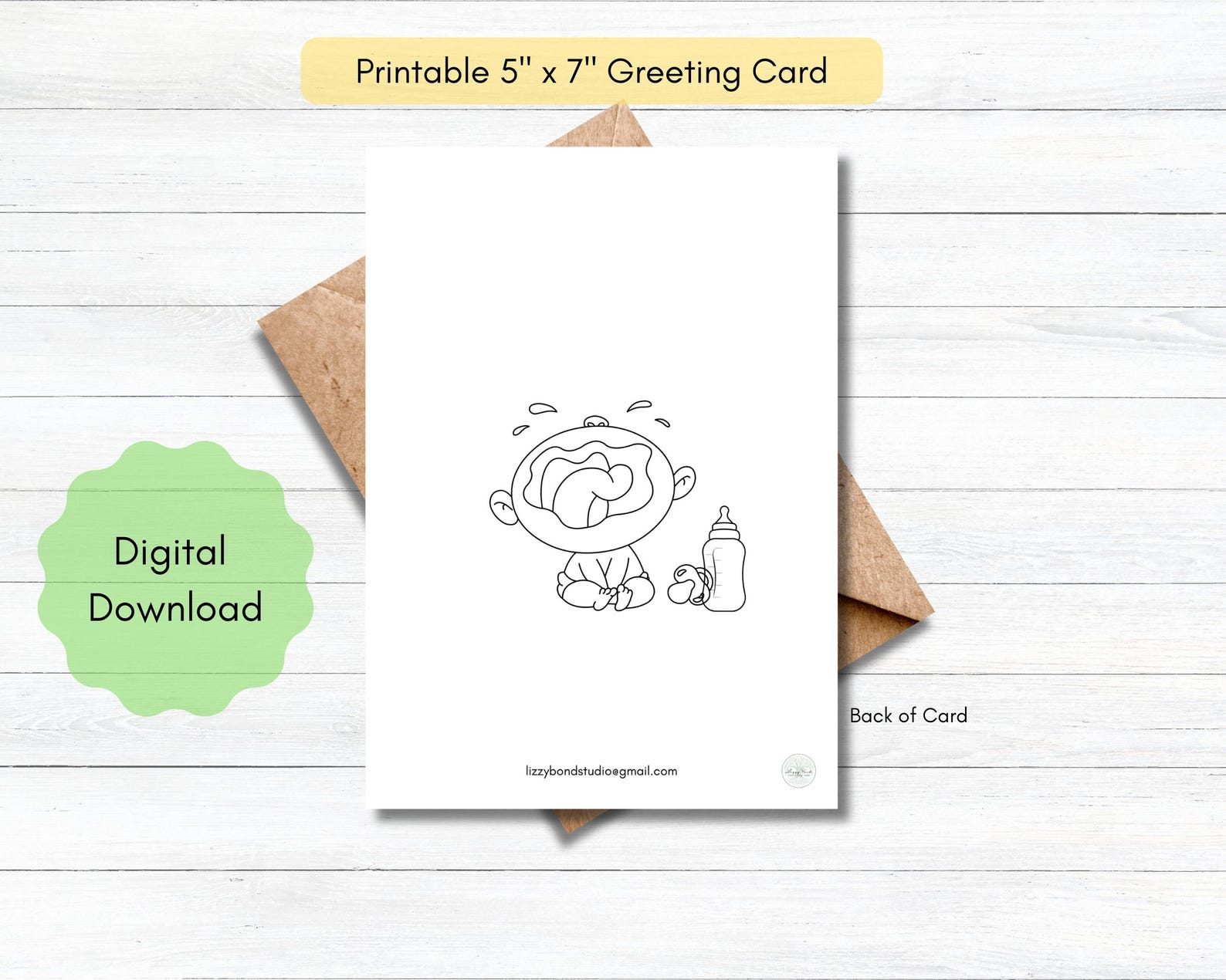 Printable New Baby Card: Stick Figure Parent (digital Download) - Etsy