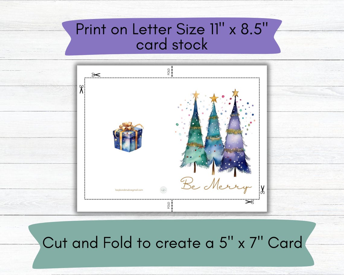 Printable Christmas Card, Digital Download, Fun, Fanciful Christmas ...