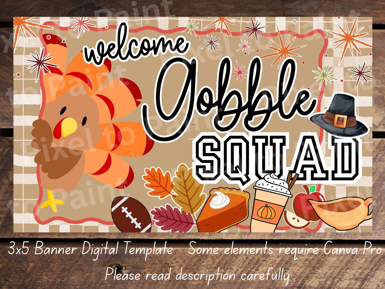 Gobble Squad Banner Template | Thanksgiving Banner Template | Canva ...