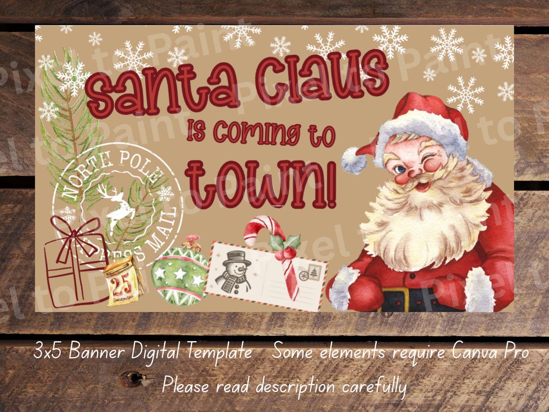 Vintage Santa Banner Template | Santa Clause Template | Canva Template ...
