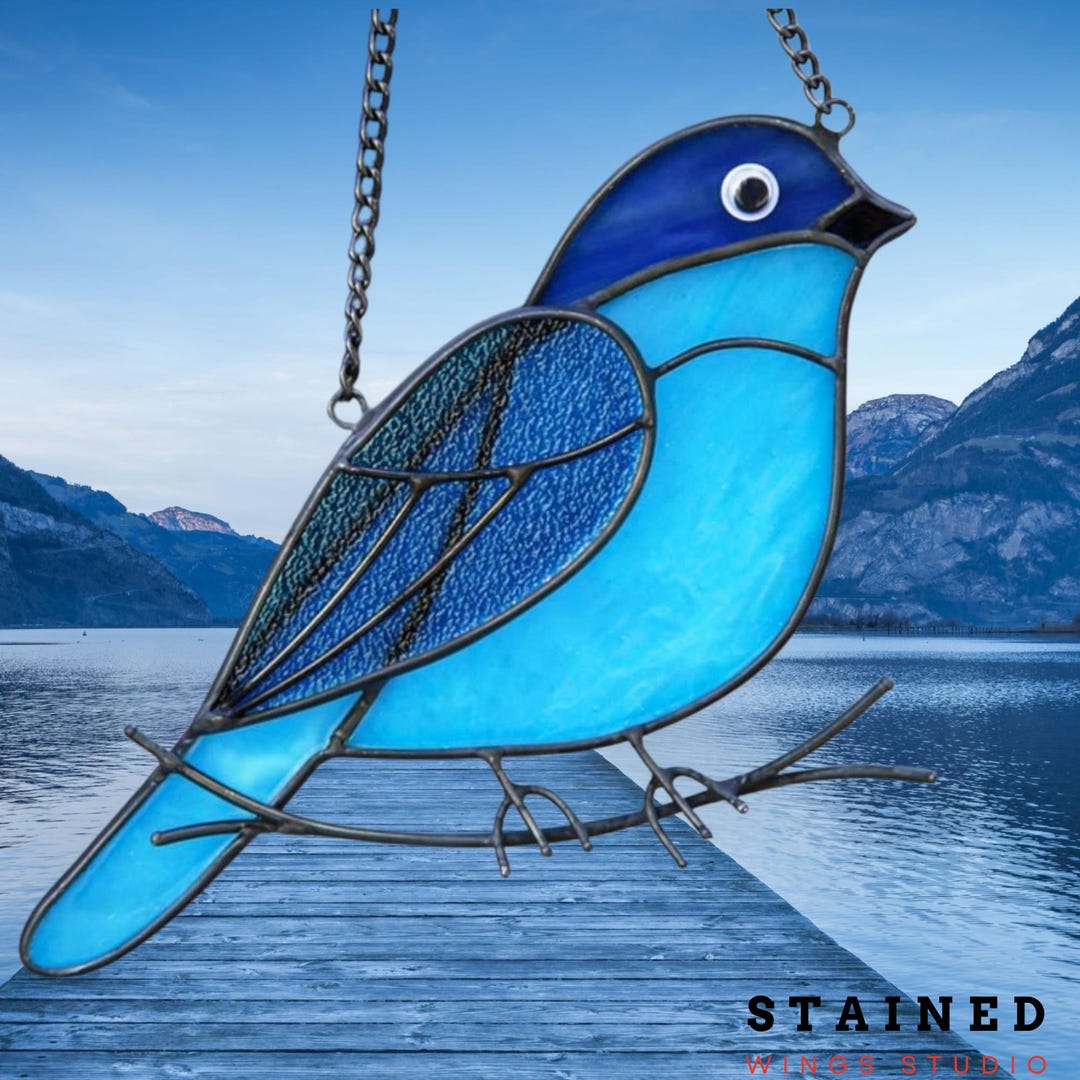 Little Bluebird Stained Glass Window Hangings Gift for Mom Little ...