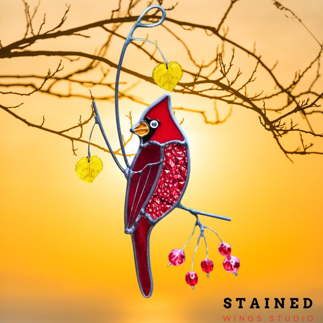 Red Cardinal Stained Glass Window Hangings Cardinal Window Hanging ...