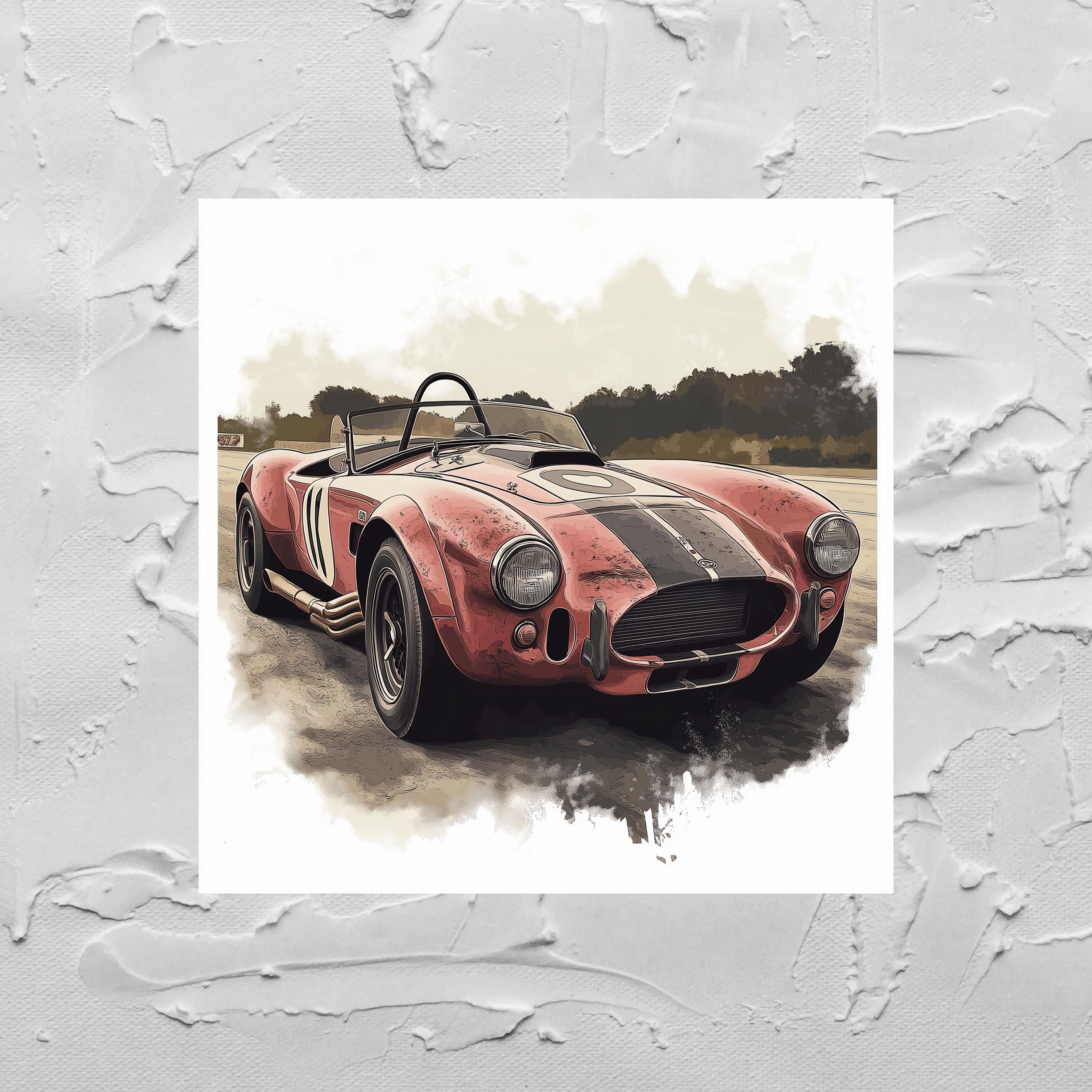 Vintage Race Car Illustration Classic Racing Art Print High-resolution ...