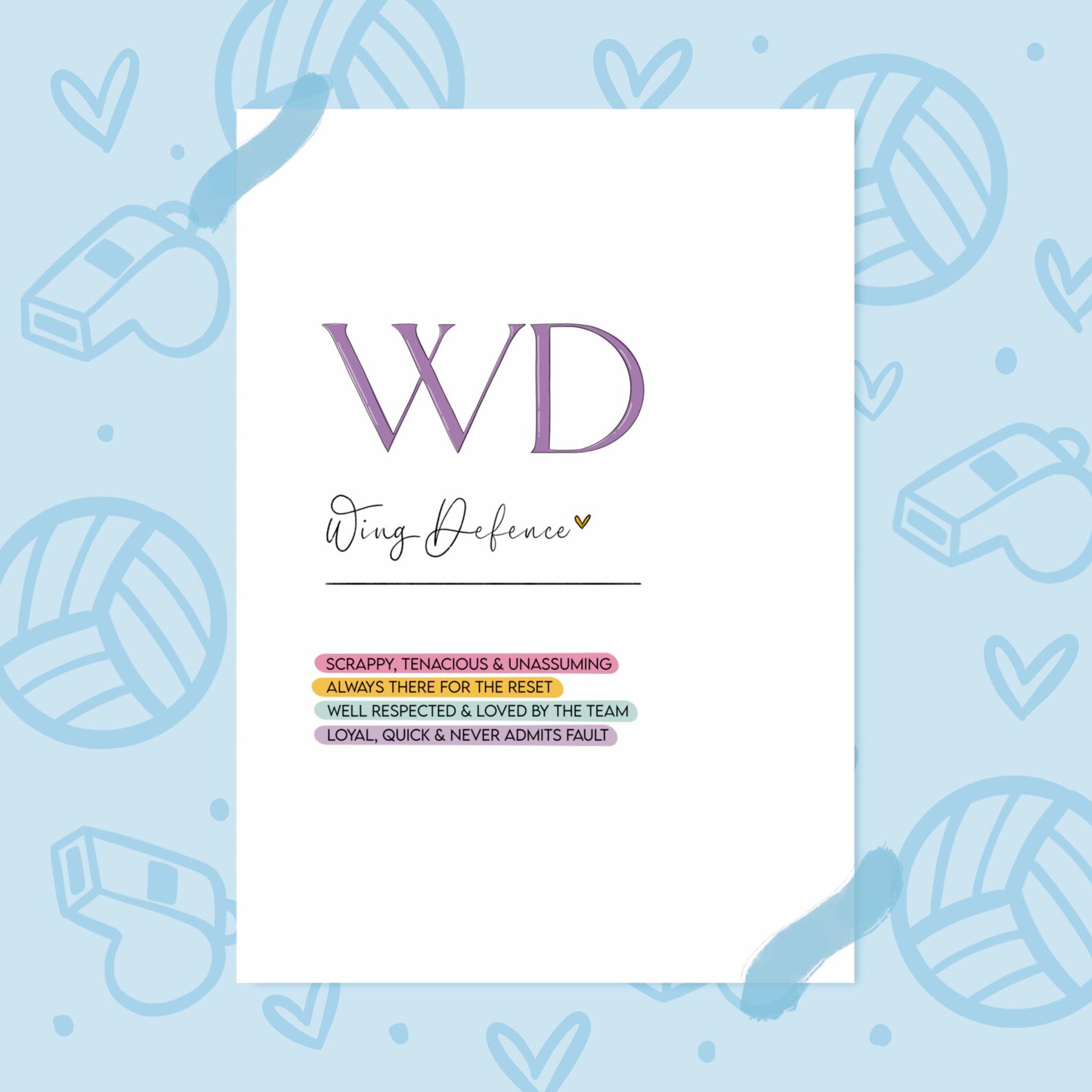 Wing Defence Netball Definition Print: Netball Gift (A5/A4/A3) - Etsy UK