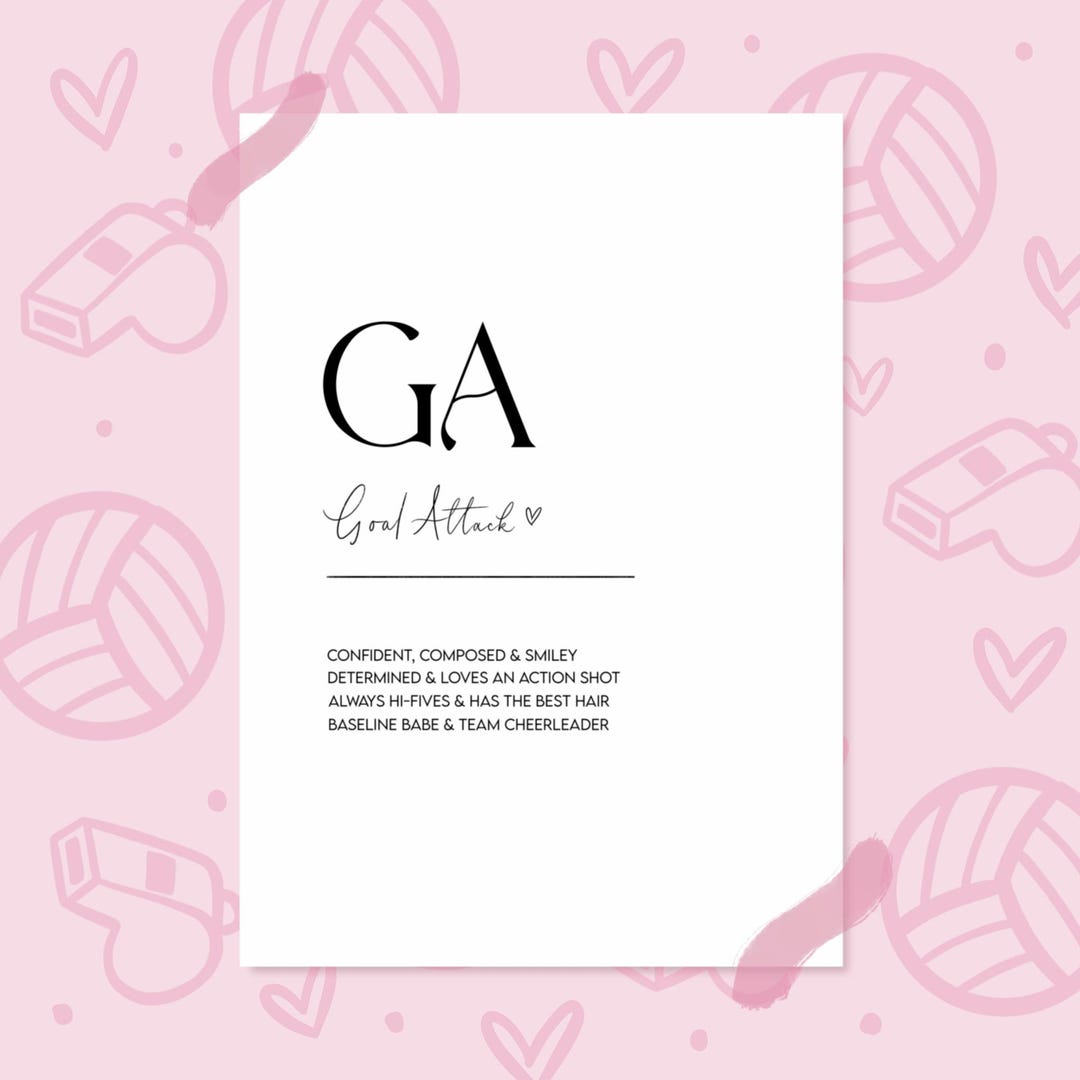 Goal Attack Netball Definition Print | A5/A4/A3 | Wall Art | Netball ...