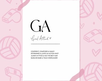 Wing Defence Netball Definition Print | A5/A4/A3 | Wall Art | Netball ...