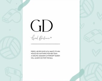 Wing Defence Netball Definition Print | A5/A4/A3 | Wall Art | Netball ...