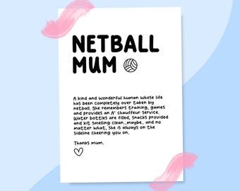 Wing Defence Netball Definition Print | A5/A4/A3 | Wall Art | Netball ...