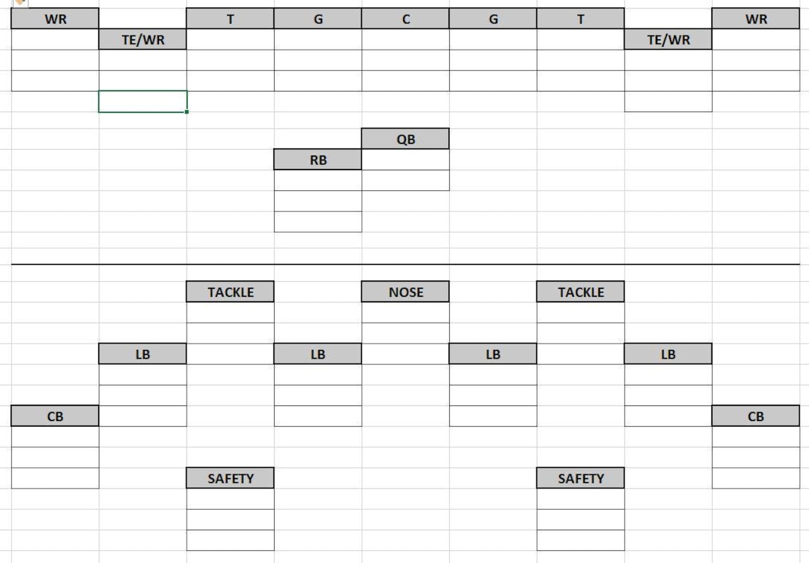 Football Depth Chart Template - Etsy