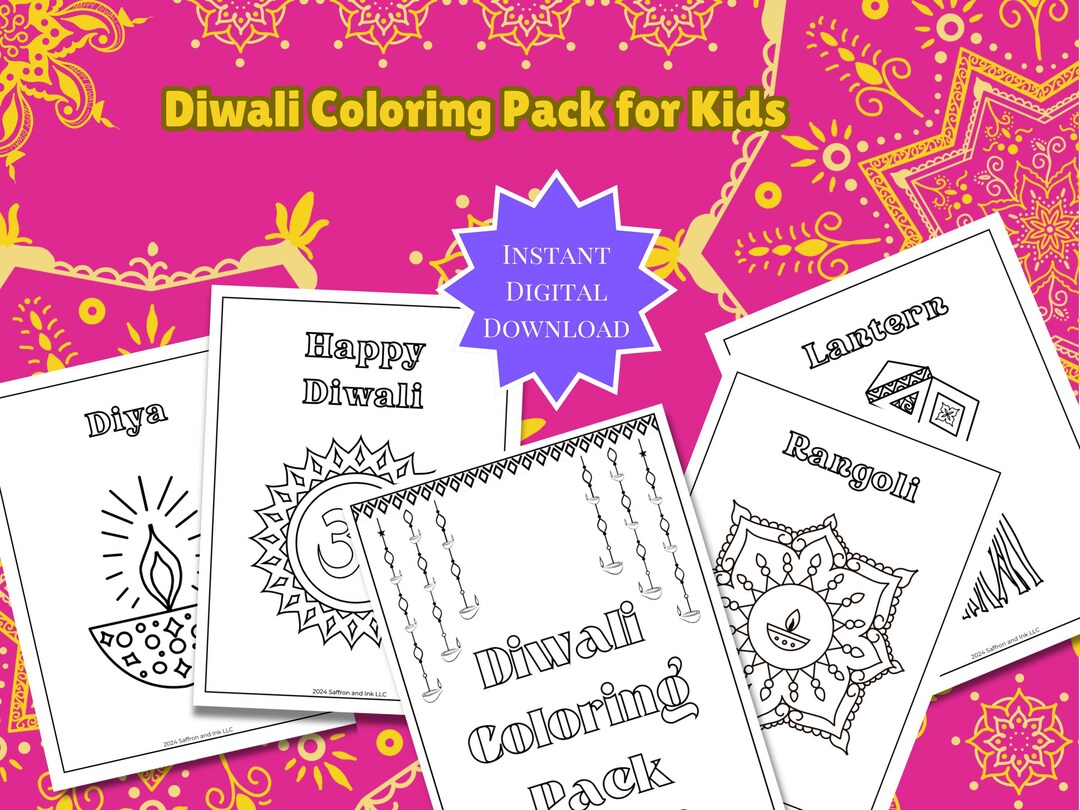 Diwali Coloring Pages | Desi Digital Printables for Kids | Indian ...