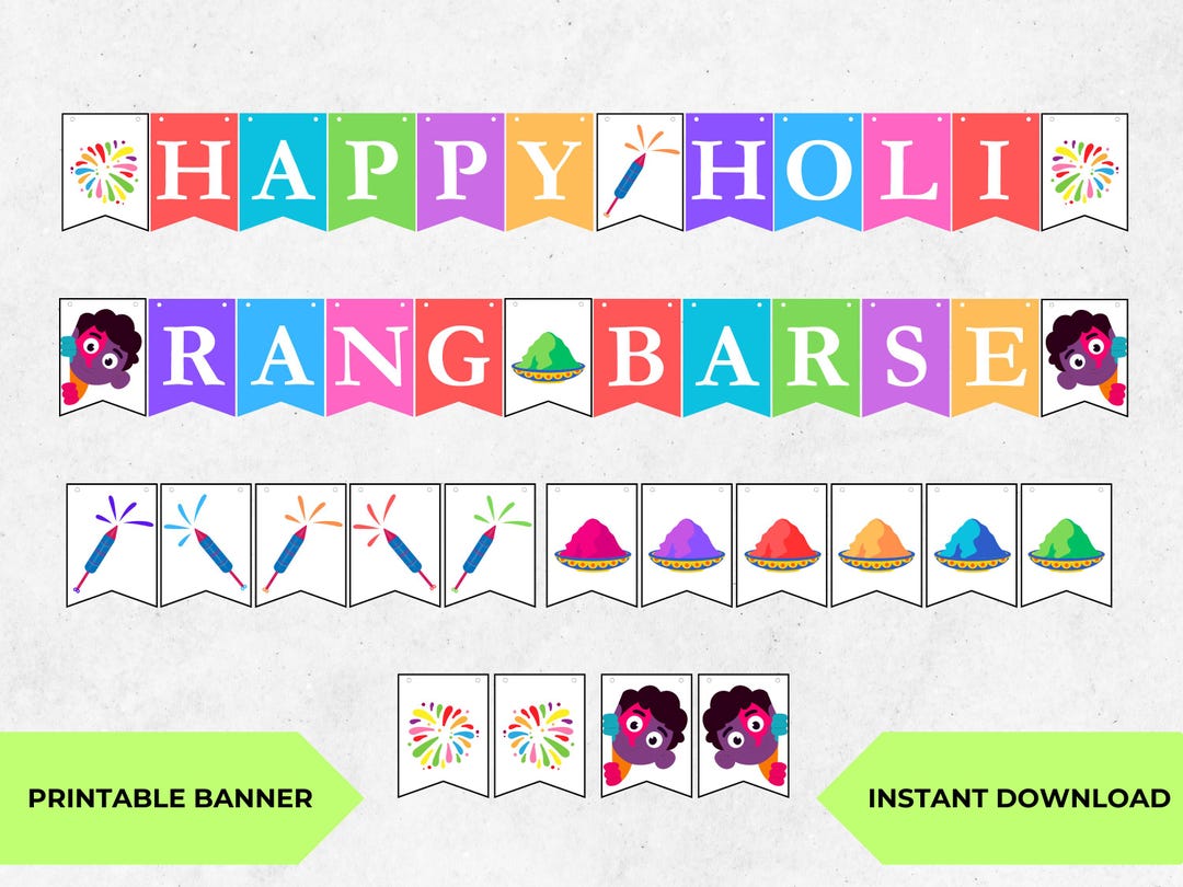 Holi Banner Printable | Holi Party Decoration | Holi Decor | Holi ...