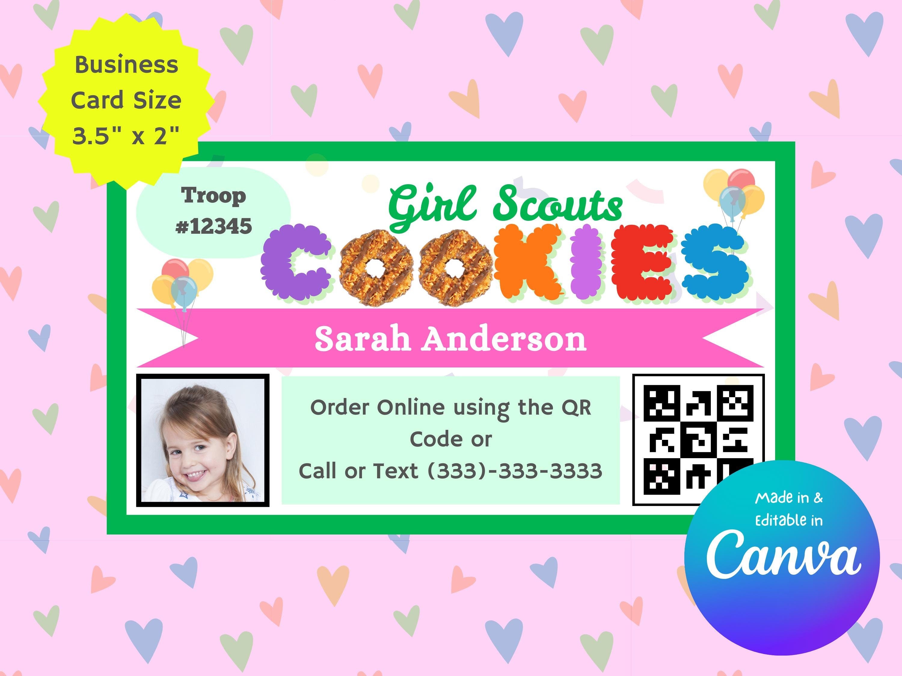 Girl Scouts Cookie Fundraiser Business Card With QR Code Seller Note ...