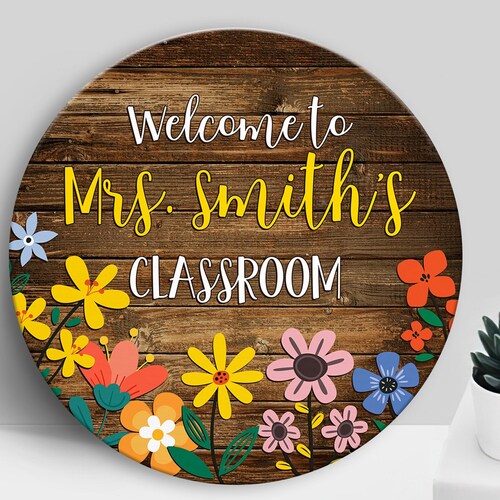 Teacher Wildflower Door Sign Teacher Sign for Door Custom - Etsy
