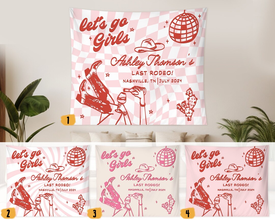 Let's Go Girls, Retro Bachelorette Party Banner, Western Cowgirl ...
