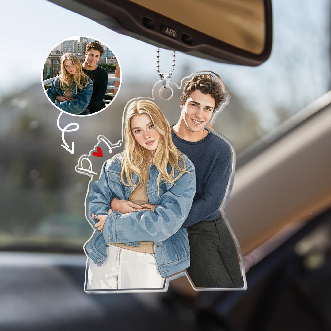 Personalized Photo Car Ornament: Custom Rear View Mirror Picture Charm ...