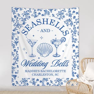 Personalized Seashells and Wedding Bells Bachelorette Banner, Beach ...