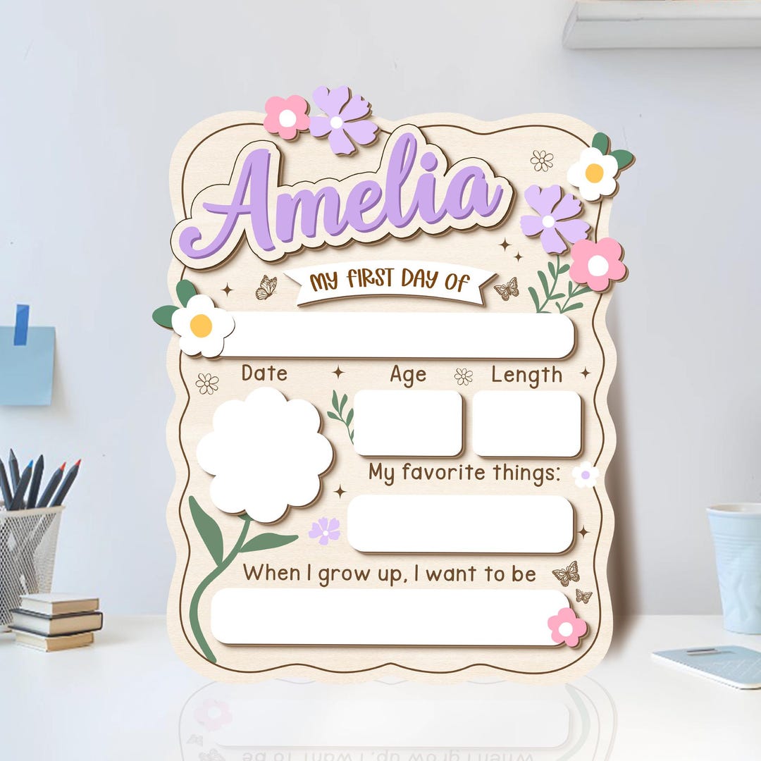 Custom First and Last Day of School Sign for Girls, Floral Back to ...