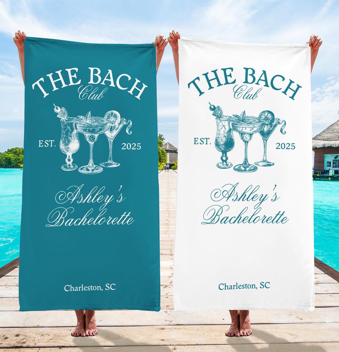 Personalized the Bach Club Beach Towel, Bach Club Bachelorette Trip ...