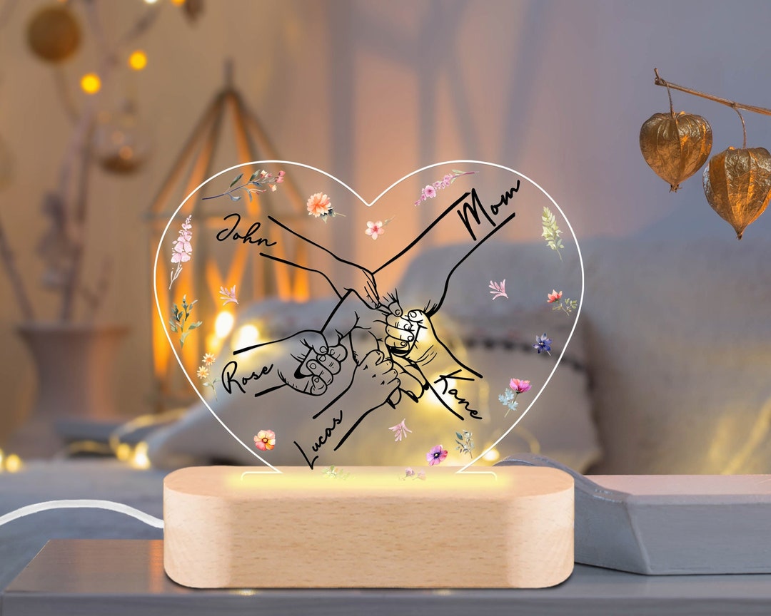 Mothers Day Gift, Custom Night Light for Mom, Personalized Name Mom and ...
