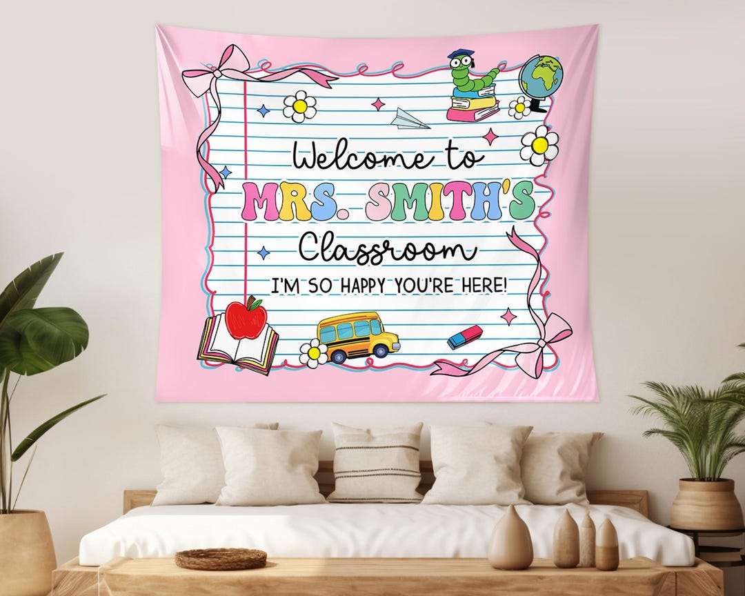 Personalized Welcome Classroom Banner, Custom Teacher Name Wall ...