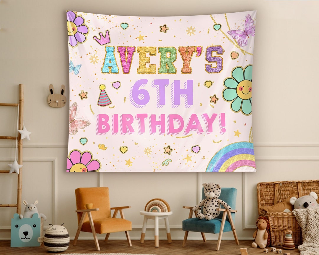 Custom Birthday Tapestry: Patch Letter Effect, Photo Backdrop - Etsy