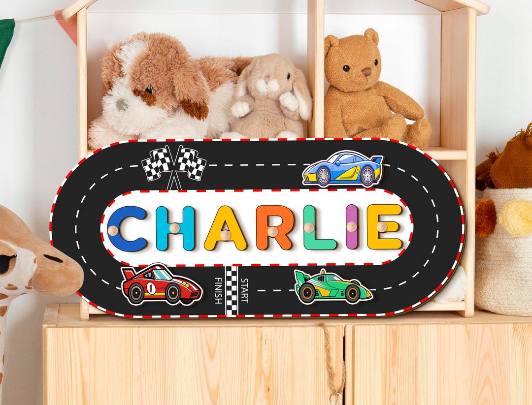 Race Car Themed Name Puzzle, Personalized Name Puzzle for Toddlers ...