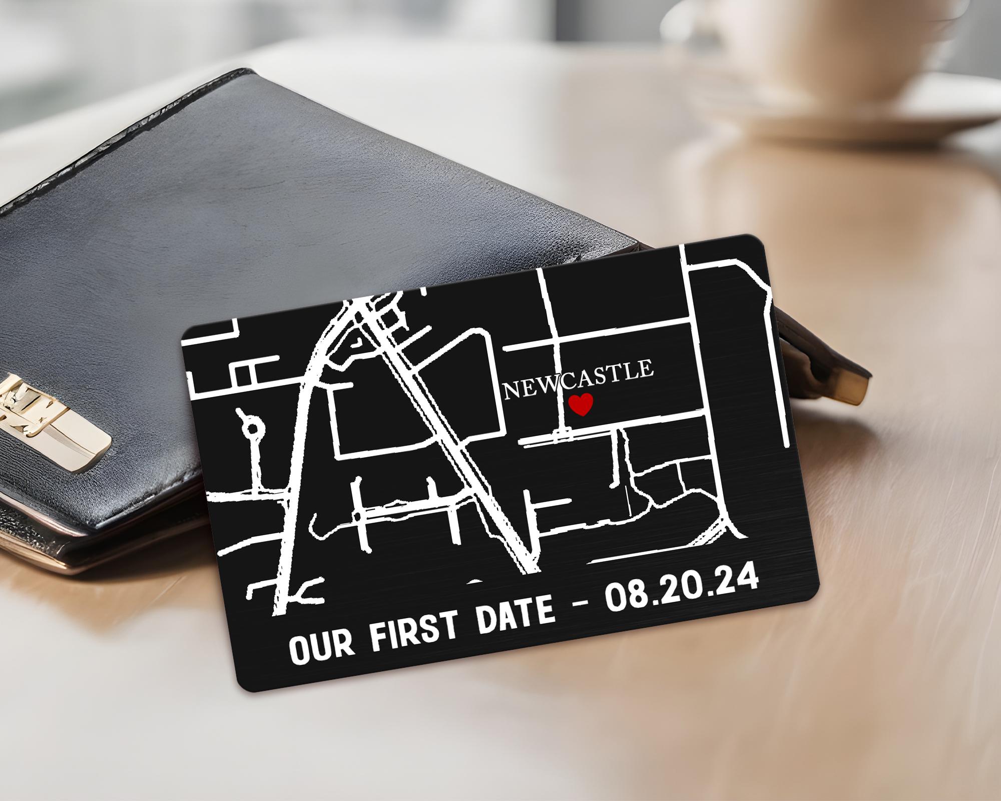 Personalized Our First Date Line Map Wallet Card, First Date Gift ...
