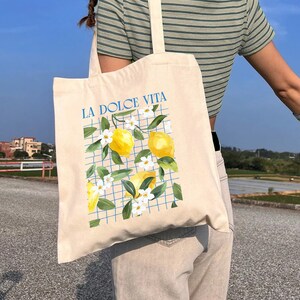 La Dolce Vita Lemon Tote Bag, Italian Canvas Tote Bag, Italian Theme ...