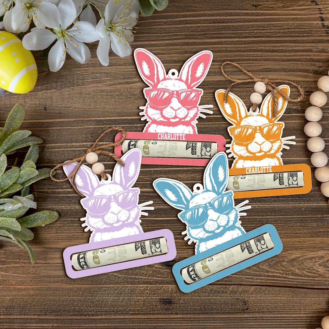 Easter Bunny Money Holder Gift, Personalized Easter Cash Holder, Custom ...