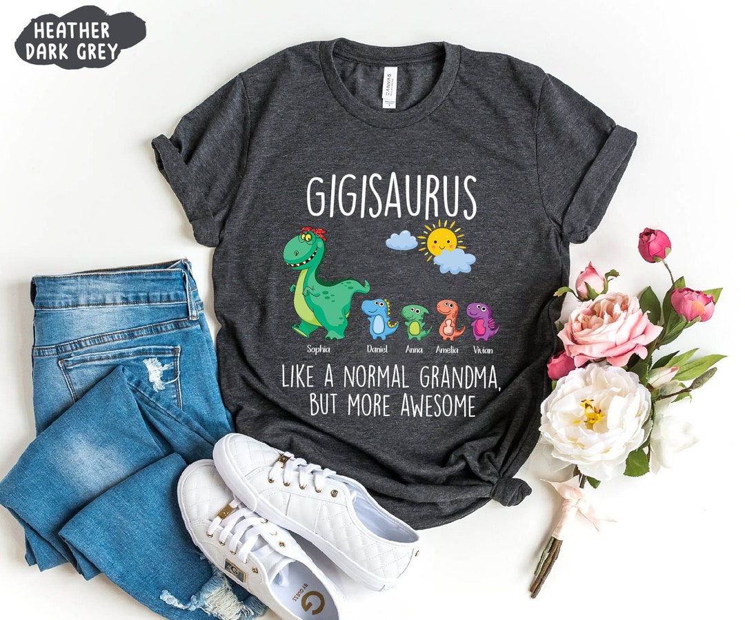 Grandma Dinosaur Shirt, Gigisaurus Shirt, Grandma Shirt With Grandkids ...