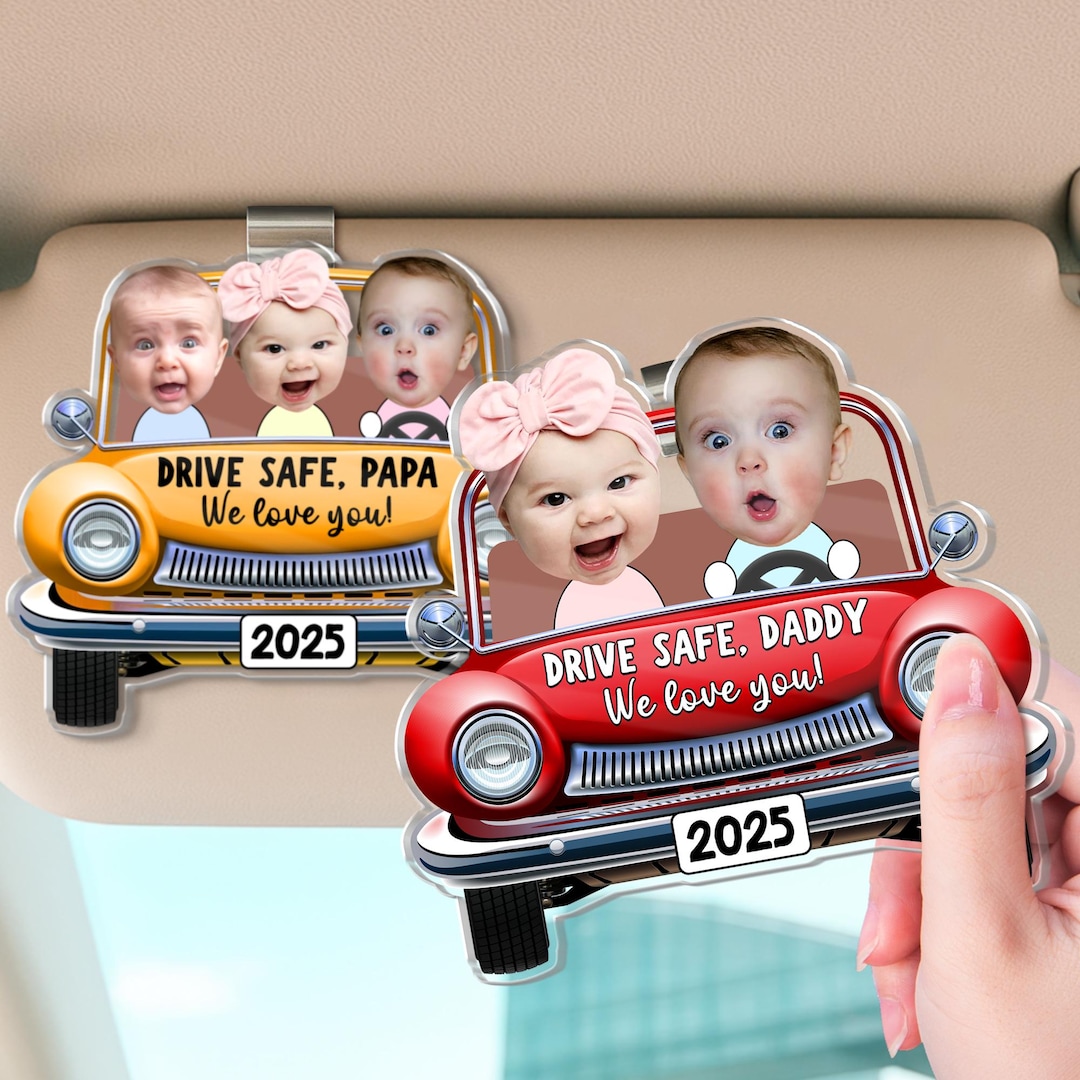 Custom Baby Face Photo Car Visor Clip, Drive Safe Gift, Picture Sun ...