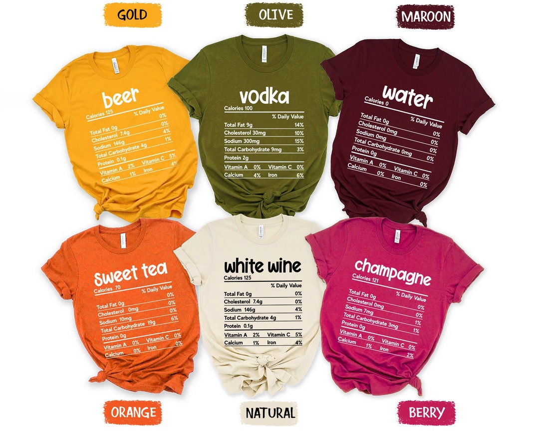 Custom Group Drink Nutrition Fact Shirt, Alcohol Shirts, Birthday Party ...