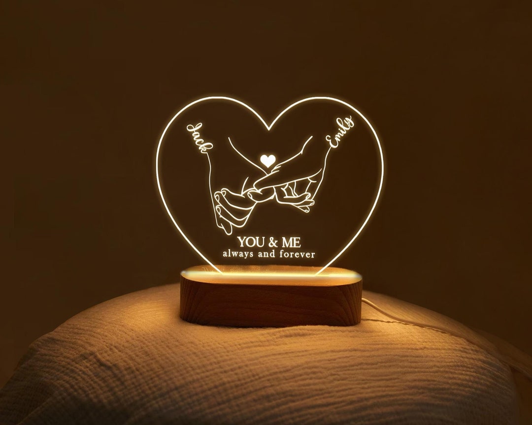 Personalized Couple Pinky Promise Night Light, Valentines Day Gift for ...