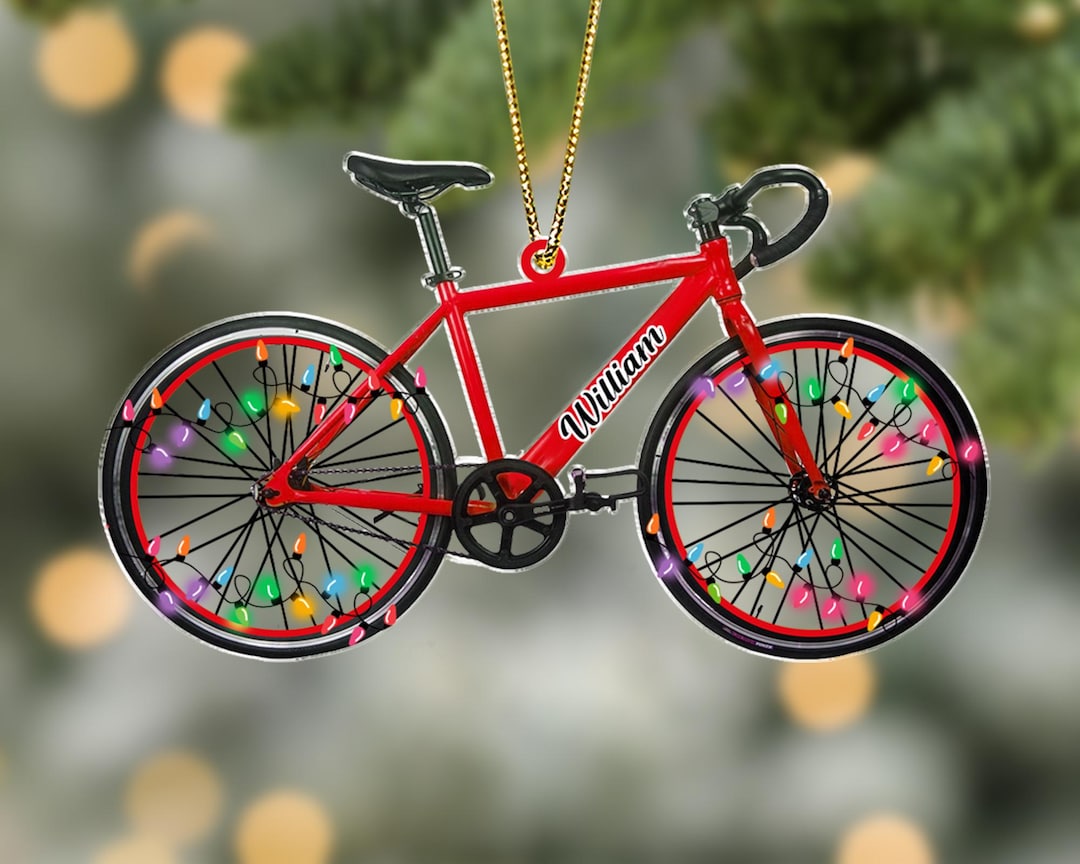 Personalized Name Bicycle Christmas Ornaments, Cycling Ornament ...