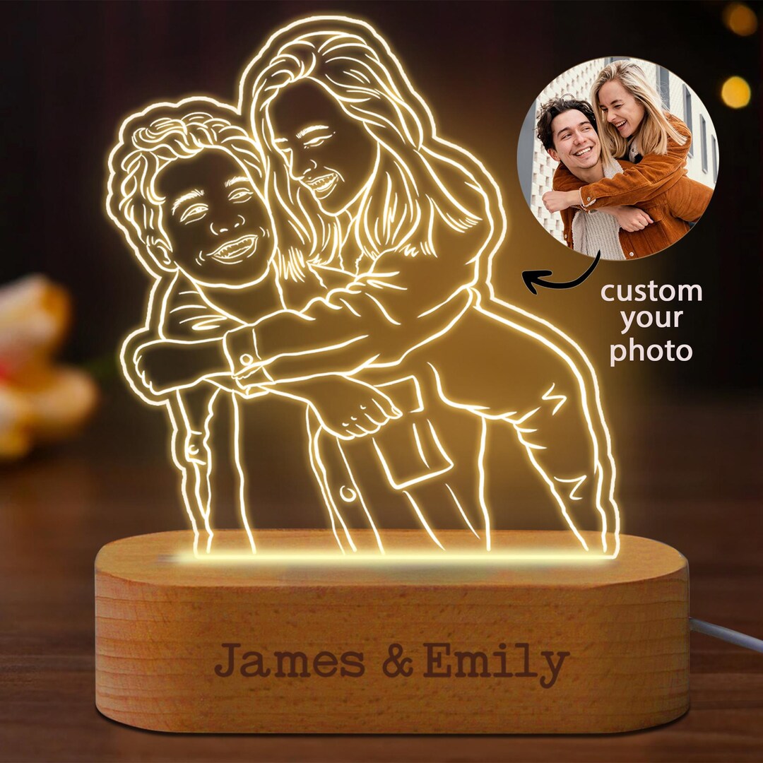 Personalized Photo Lamp, 3D Photo Lamp, Custom Line Art Photo Lamp ...